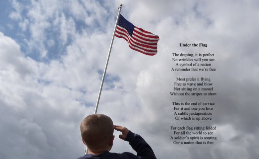 Under the Flag is an inspirational poem by Robert Longley